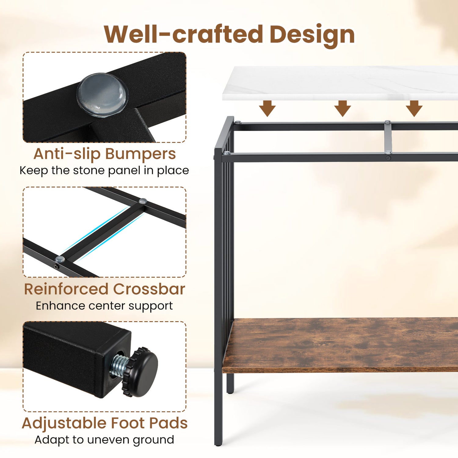 36 Inch Console Table 2-Tier Industrial Foyer Table with ... – Moogdesk