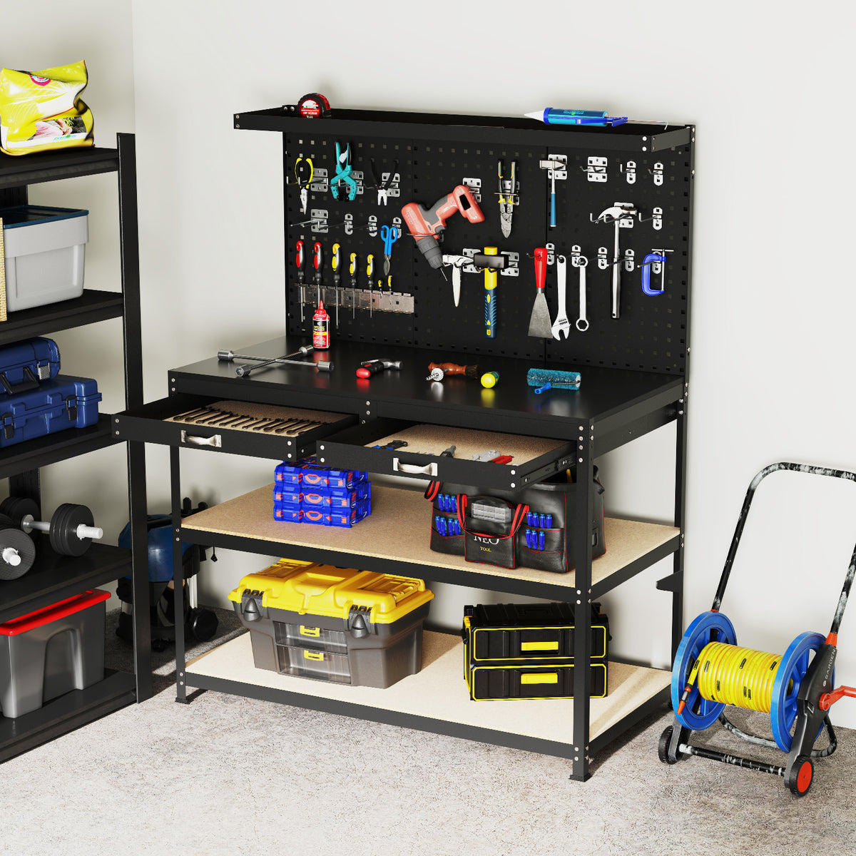 48 x 24 Inch Workbench Work Table with 3 PCs Pegboard Dra... – Moogdesk