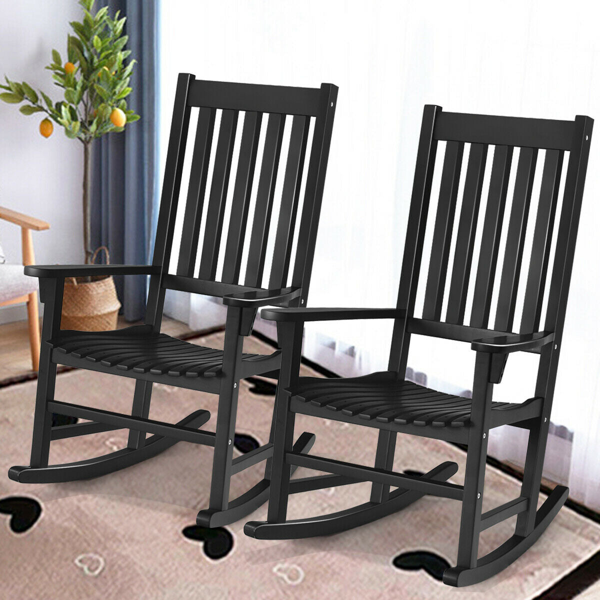 Indoor Outdoor Wooden High Back Rocking Chair – Moogdesk