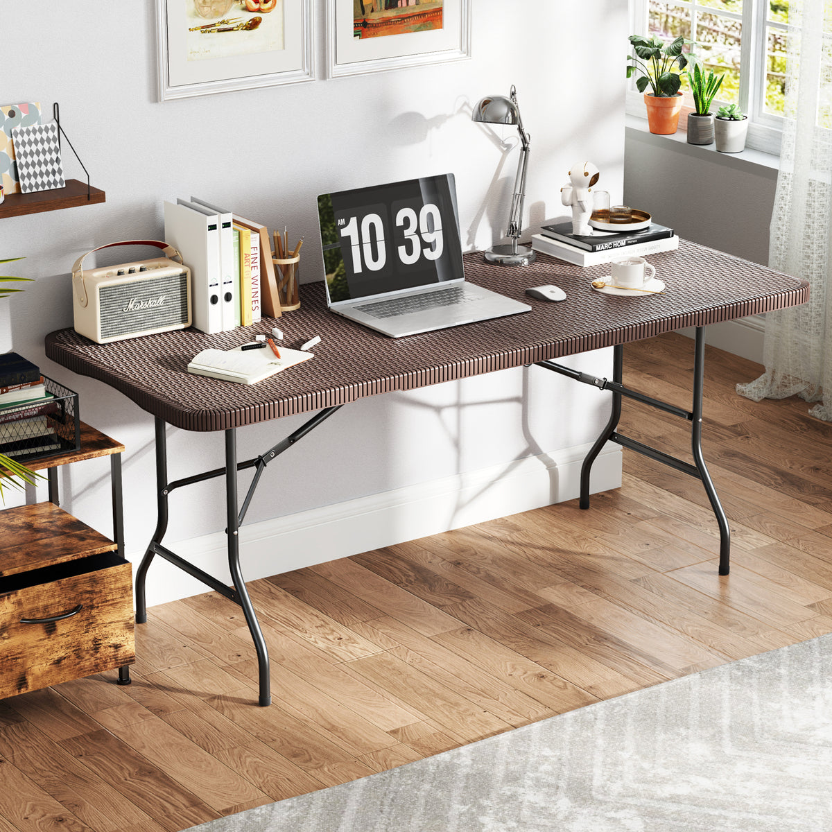 6 ft Portable Folding Table with Rattan-Like HDPE Tableto... – Moogdesk