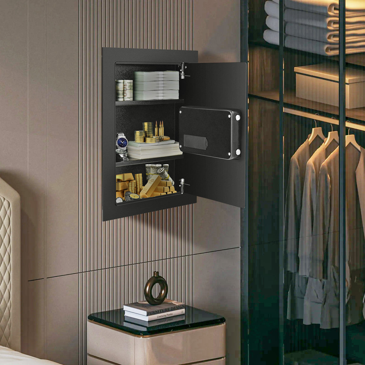 Digital Flat Recessed Wall Safe Security Lock Gun Cash Bo... – Moogdesk