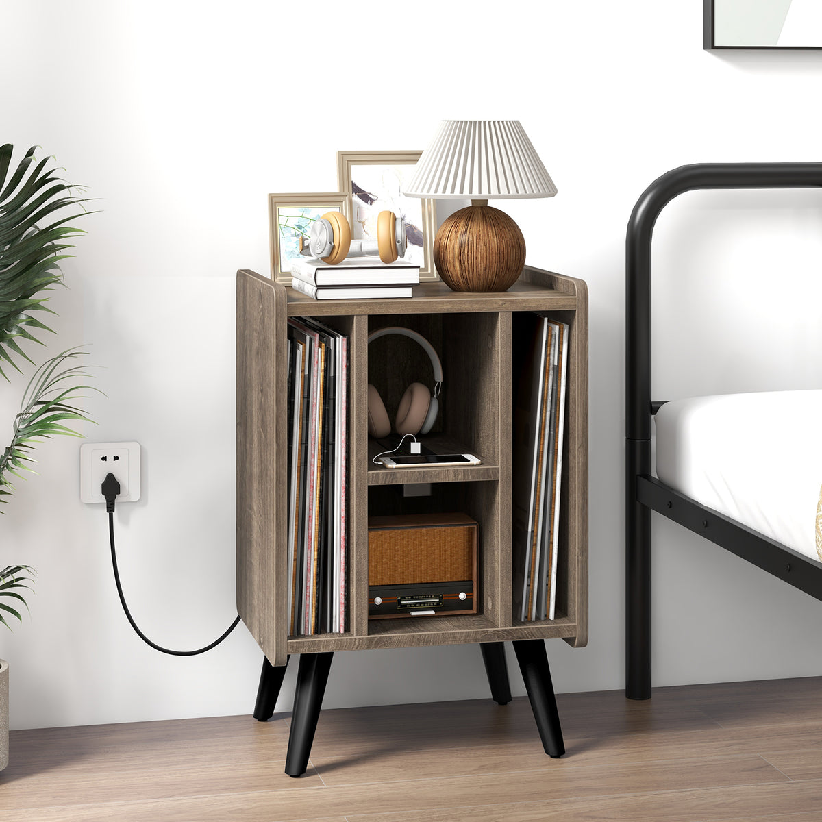 Vinyl Record Storage Turntable Stand with 4 Open Shelves-... – Moogdesk