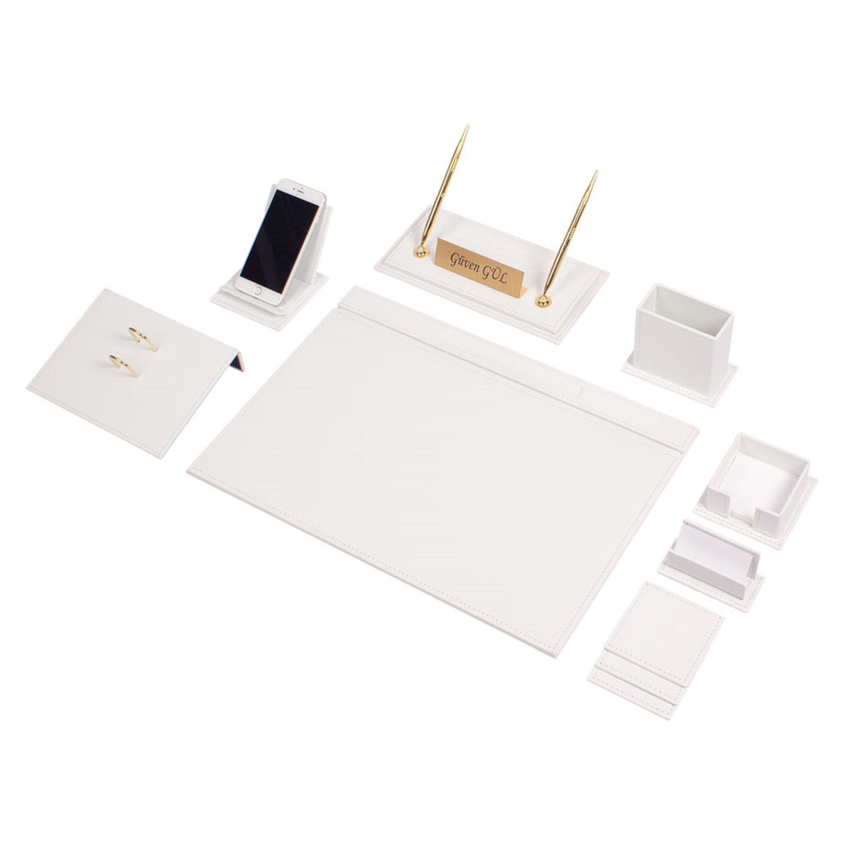 MOOG Luxury Desk Set-12 Accessories -White - 12 PCS – Moogdesk
